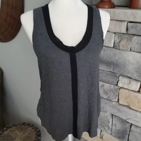 Theory | Tops | Theory Gray Tank With Black Silk Trim | Poshmark